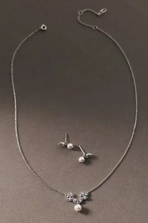 Nadri Adorn Pearl Vine Jewelry Set - Silver