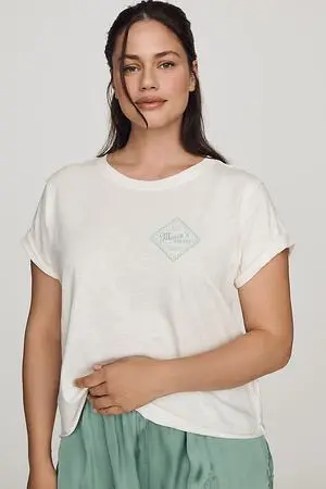 Maeve Cotton Boxy Tee With Rolled Sleeves - Ivory