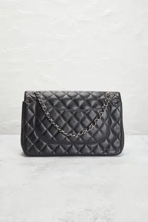 Chanel Caviar Jumbo Classic Double Flap Bag - Black