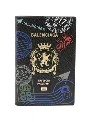 Balenciaga Graphic-print Passport Holder - Black