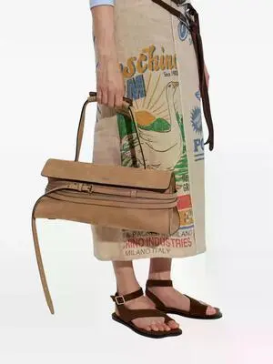 Moschino Leather Tote Bag With Buckle Belt - Neutrals