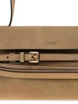 Moschino Leather Tote Bag With Buckle Belt - Neutrals