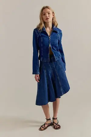 Free People We The Free Off Beat Denim Midi Skirt