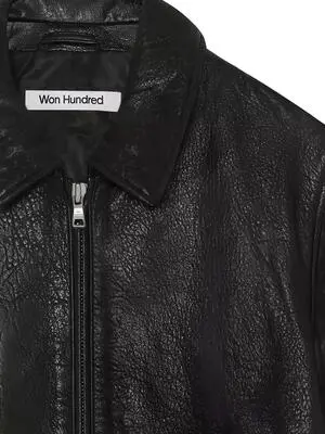 WON HUNDRED Collared Leather Jacket - Black
