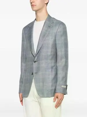 Canali Checked Two-button Blazer - Blue