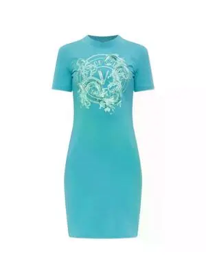 Versace Graphic Embellished Dress - Blue