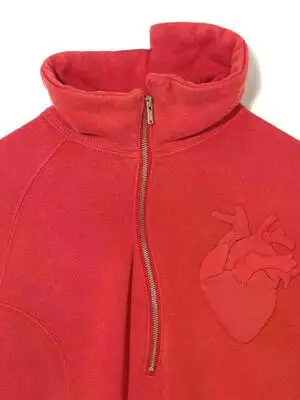 Undercover Heart Appliqué Zip Polo Top