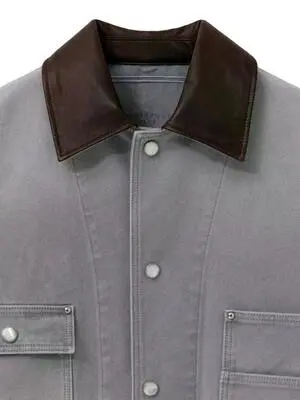 WOOYOUNGMI Leather Collar Pocket Jacket