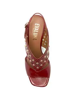 EVALUNA Stud-embellished Sandals - Red
