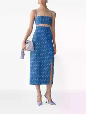 Carolina Herrera Polka-dot Denim Bustier Top
