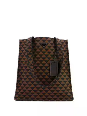Prada Symbole Jacquard Shopper Tote Bag - Brown