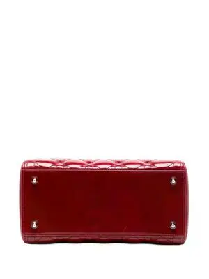 Dior 2018 Medium Patent Cannage Lady Satchel - Red