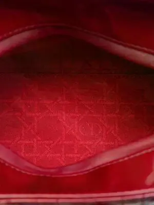 Dior 2018 Medium Patent Cannage Lady Satchel - Red