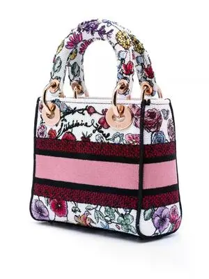 Dior 2023 Mini Lady D-lite Satchel - White