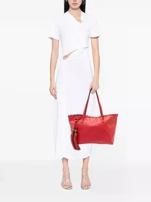 Gucci Leather Bamboo Tassel Tote Bag