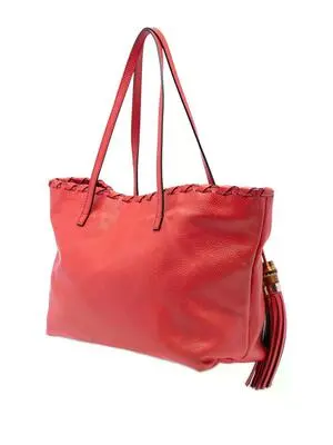 Gucci Leather Bamboo Tassel Tote Bag