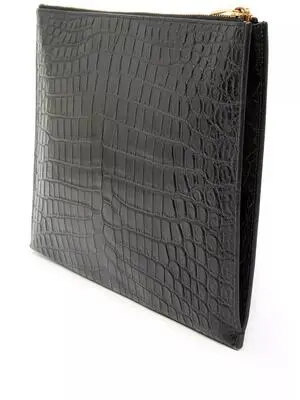 Saint Laurent 2019 Croc Embossed Leather Zipped Tablet Holder
