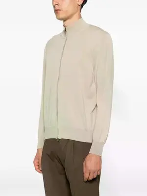 Canali Zip-up Knit Cardigan - Neutrals