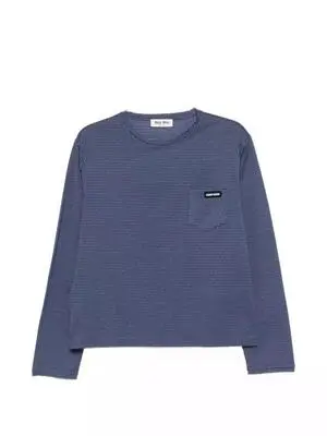 Miu Miu Long Sleeve Crewneck T-shirt With Jacquard Motif