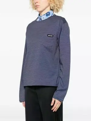 Miu Miu Long Sleeve Crewneck T-shirt With Jacquard Motif