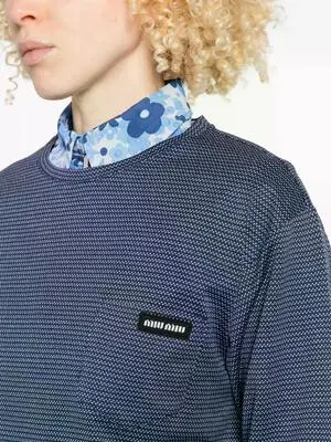 Miu Miu Long Sleeve Crewneck T-shirt With Jacquard Motif
