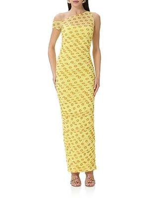 Victoria's Secret Afrm Biona Maxi Dress With Asymmetrical Neckline And Ruched Detailing - Print