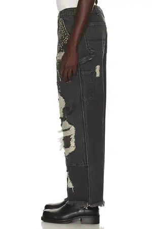 PALY HOLLYWOOD Busted Dbl Knee Jean - Black