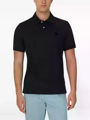 Boggi Milano Flocked Pique Polo Shirt - Black