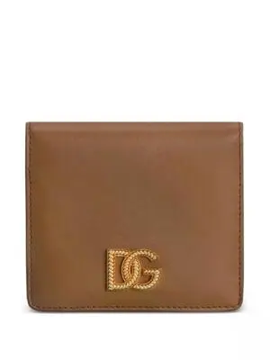 Dolce & Gabbana Calfskin Wallet With Dg Logo - Neutrals