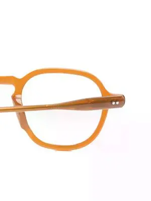 LESCA Round Frame Eyeglasses - Brown