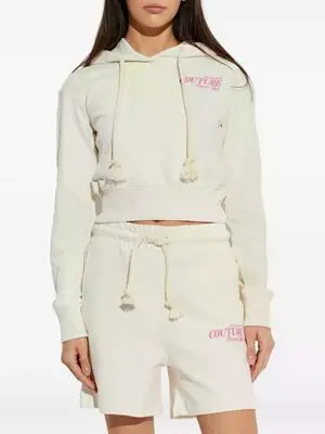 Versace Cropped Cotton Sweatshirt With Graphic Print