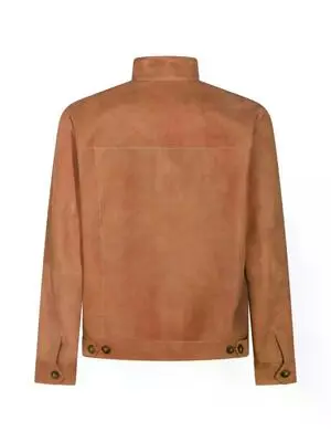 Canali Leather Stand-collar Zip-up Jacket