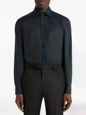 Etro Cotton Jacquard Shirt With Arnica Motif - Blue