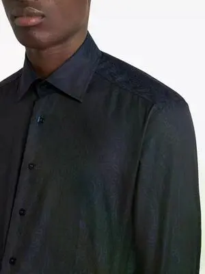 Etro Cotton Jacquard Shirt With Arnica Motif - Blue
