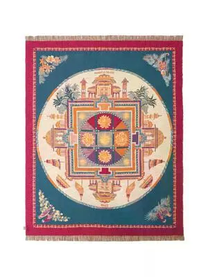Etro Mandala Jacquard Cotton Blanket - Blue