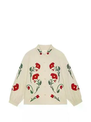 The Great. Floral Embroidered Commodore Jacket
