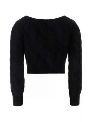 Alessandra Rich Mohair Blend Jewel Embellished Cardigan - Black