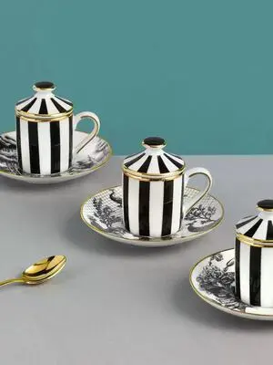 SIMONE GUIDARELLI HOME Tangerine Garden Striped Espresso Cup Set