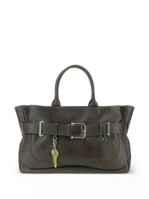 OSOI Buckle Charm Leather Tote Bag - Brown
