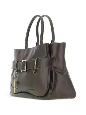 OSOI Buckle Charm Leather Tote Bag - Brown