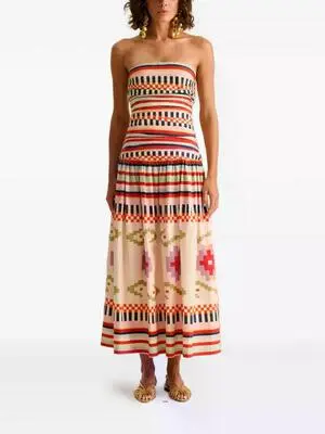 Carolina K Malla Striped-print Midi Dress - Red