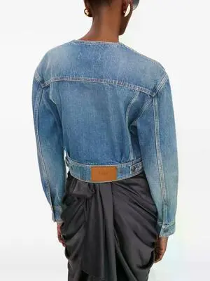 Chloé Collarless Denim Jacket - Blue