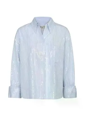 TWP Sequin-embellished Striped Shirt