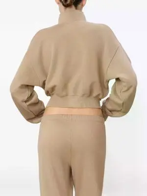 Eterne Cropped Half-zip Cotton Polo Top