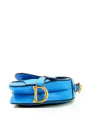 Dior Saddle Handbag Leather Micro Shoulder Bag With Strap - Blue
