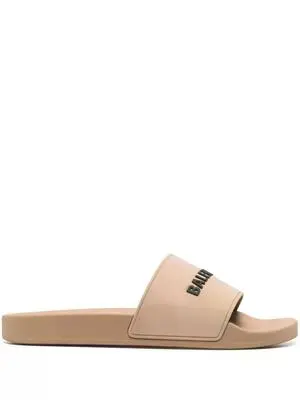 Balenciaga Logo-embossed Slides - Neutrals