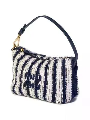 Miu Miu Crochet And Leather Pouch - Blue