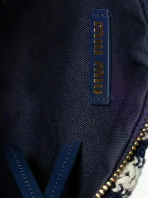 Miu Miu Crochet And Leather Pouch - Blue