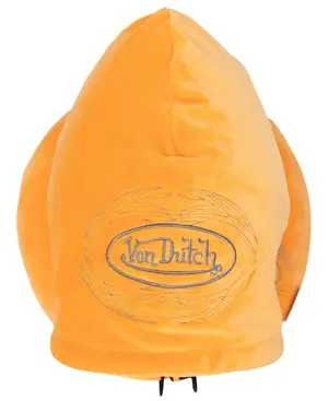 VON DUTCH Pinstripe Hooded Memory Foam Travel Neck Pillow