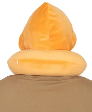 VON DUTCH Pinstripe Hooded Memory Foam Travel Neck Pillow - Orange